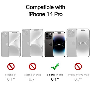 JETech Matte Case for iPhone 14 Pro 6.1-Inch (NOT for iPhone 14 Pro Max 6.7-Inch), Shockproof Military Grade Drop Protection, Frosted Translucent Back Phone Cover, Anti-Fingerprint (Black)