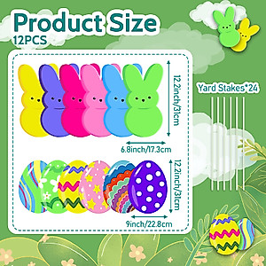 12PCS Easter Yard Decorations Easter Yard Signs Outdoor Decorations Bunny Easter Eggs Yard Stakes for Easter Party Decorations Supplies Prop Spring Decor