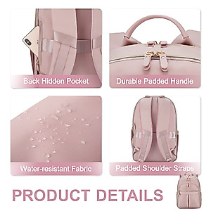 LIGHT FLIGHT Laptop Backpack for Women fits 15.6'' Computer Backpack with USB Charging Port, for Book Bag Work College Business Travel,Pink