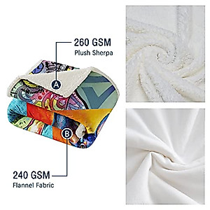 TOPTREE Chihuahua Blankets Fuzzy Dog Blanket for Kids Adults Lovely Oil Painting Puppy Fleece Blanket Cozy Plush Doggie Sherpa Throw Blanket for Couch Bed Sofa (60x80 inches)