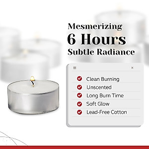 PARNOO White Tea Light Candles, 250 Pcs – 6-Hour Long Burn Time Small Candles, No Soot, Unscented with Cotton Wick in Metal Cups – Bulk Pack of Candles for Romantic Dinners, Weddings, Spas, & Hotels