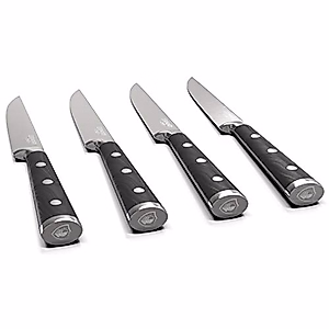 LEGENDARY CHEF Super Sharp Premium Steak Knife Non Serrated- High Carbon Stainless Steel Steak Knives Set of 4 - Triple Rivet Black Walnut Handles