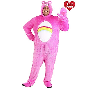 Fun Costumes Cheerful Care Bears Adult - Classic Costume, Fuzzy Halloween Jumpsuit - 3X-Large - Pink