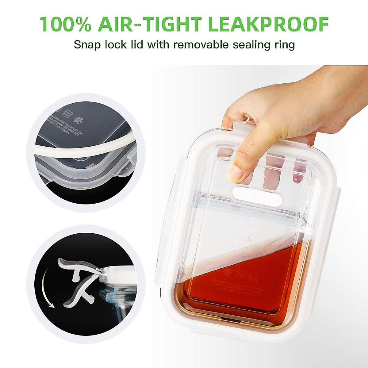 DAS TRUST 5 Pack 35.5oz Food Storage Containers 2 Compartments Glass Meal Prep Containers with Lids for Adult Food Prep Containers with Dividers Reusable Lunch Bento Box Bowls