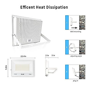 GLW 2 Pack 150W Led Flood Lights Outdoor Bright 13000LM Outside Lamp IP66 Waterproof 6500K Flood Light Led Flood Light Outdoor Floodlights Fixtures Lighting for Yard Backyard House