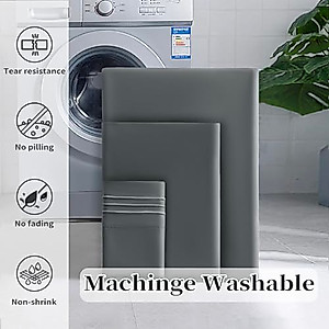 Shilucheng King Size Bed Sheets Set Microfiber Polyester 1800 Thread Count Percale Super Soft and Comforterble 16 Inch Deep Pockets - 4 Piece (King, Dark Grey)