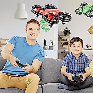 2 Pack Mini Drone for Kids and Beginners, Remote Control Helicopter Quadcopter with 6 Modular Batteries, Auto Hovering, 3 Speed Modes, Headless Mode, Indoor RC Pocket Plane Gift for Boys and Girls, Green and Red