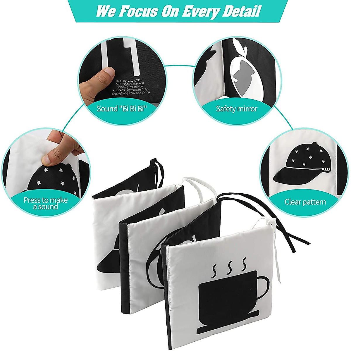 Baby Soft Book Cloth Books, Early Education Cot & Pram use Toys for Babies, Infant Books Bath Book Best Tummy-Time Christmas Toys Gifts for 0-3 3-6 6-9 12-18 Months 1-2 Year Old Boys Girls