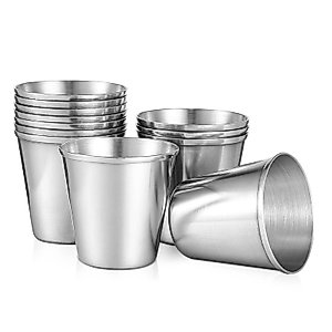 NUOBESTY Shot Glass, Stainless Steel Shot Cups Portable Drinking Tumblers Spirits Cups Bar Wine Cups Sauce for Whiskey Tequila Liquor Great Barware Gift 12pcs