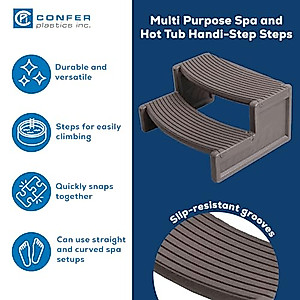 Confer Plastics Resin Multi Purpose Outdoor Non Slip Portable Spa and Hot Tub Handi-Step Deck Patio Steps Accessories, Deep Grey
