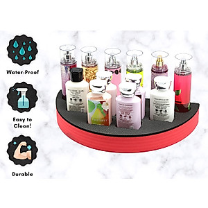Polar Whale 2 Lotion and Body Spray Stand Organizer Half Circle Large Trays Red Black Durable Foam Washable Waterproof Insert for Home Bathroom Bedroom Office 16.5 x 8.5 x 2 Inches 12 Slots 2pc Pair
