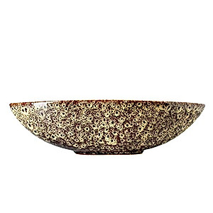 Hosley Set of 2 Decorative Oval Ceramic Bowl Peacock Feather Pattern 14.5 Inch Long. Bowl for Orbs and Potpourri.