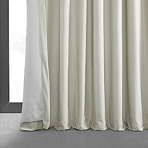 HPD Half Price Drapes Extra Wide Grommet Blackout Velvet Curtains 96 Inches Long Heat & Full Light Blocking Blackout Curtains for Bedroom & Living Room (1 Panel), 100W x 96L, Off White