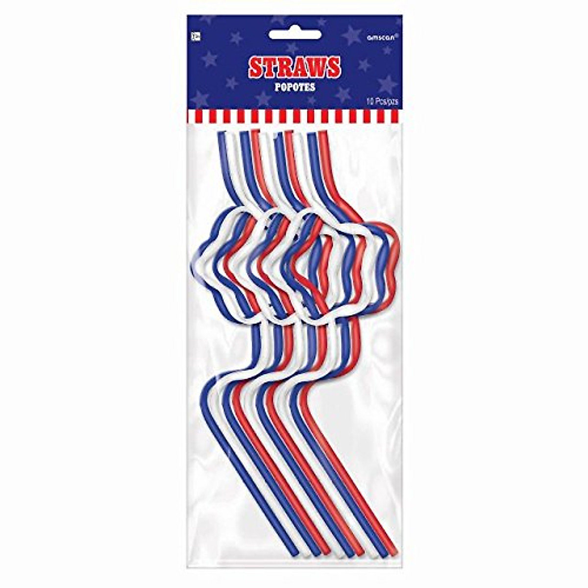 Amscan Patriotic Stars Shaped Plastic Straws