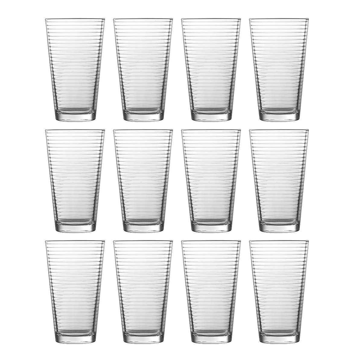 Fortessa Basics Arcade Everyday 12 Pack Set Glassware Kitchen and Barware Great for: Beer, Cocktails, Water, Juice, Iced Tea, Soft Drinks., Pint/Mixing Glass, 16 Ounce