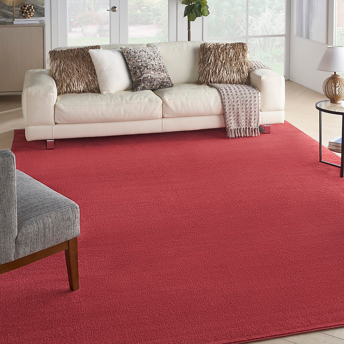 Nourison Essentials Indoor/Outdoor Brick Red 9' x 12' Area Rug, Easy Cleaning, Non Shedding, Bed Room, Living Room, Dining Room, Backyard, Deck, Patio (9x12)