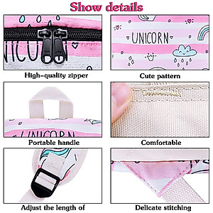 Rainbow Unicorn Backpack Kids School Bag 3-in-1 Bookbag Set, Junlion Twinkle Laptop Backpack Lunch Bag Pencil Case for Teen Girls Womens