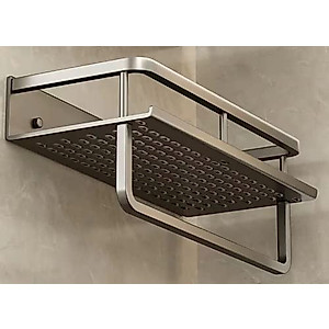 Shower Basket Shelf With A Pole ， Adhesive Drill-Free Kitchen or Bathroom Storage Rack Organizer, Gray Shower Storage Shelves for Bathroom, Washroom, Restroom, Kitchen