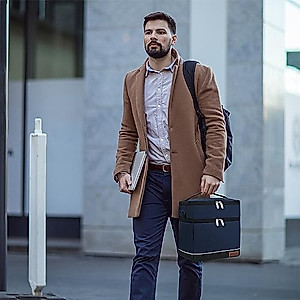 MIYCOO Insulated Lunch Bag for Women Men Leakproof Double Deck Lunch Box Soft Large Lunch bags Cooler Bag Blue