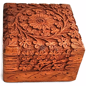 TOSQP27 Jewelry Box Gift for Women Men Girls Mom Mother Sister Father Gifts Novelty Unique Artisan Travel Portable Case Hand Carved Rosewood Jewel Organizer