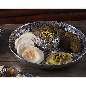 Arthur Court Designs Metal Chip and Dip Platter in Artichoke Pattern Sand Casted in Aluminum with Artisan Quality Hand Polished Designer Tarnish-Free 14.5 inch Diameter