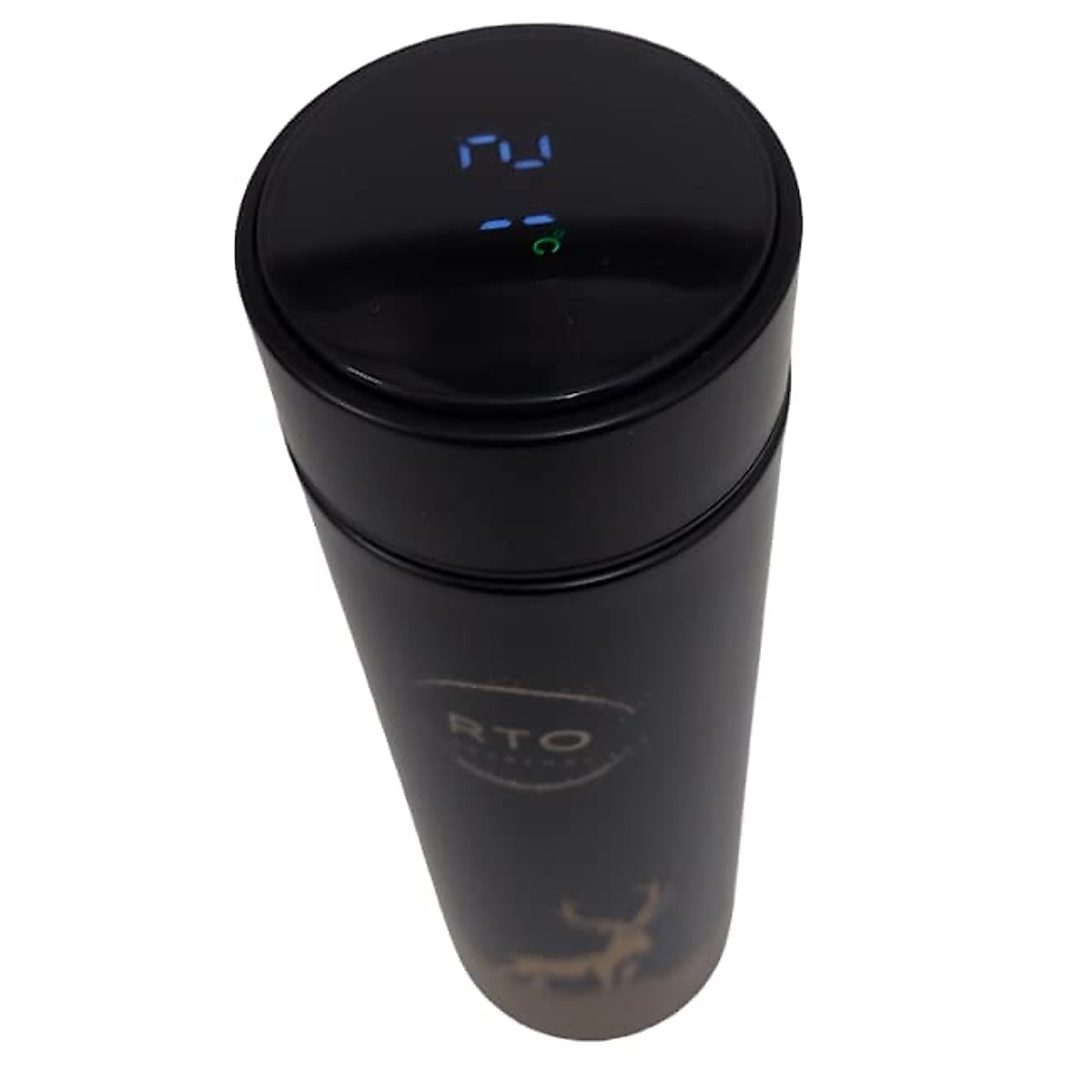 RTO Original Smart Thermos For Cold & Hot Drinks with Tea Infuser, Insulated Bottle with LED temperature Display | Spill & Leak Proof with Double Wall Stainless Steel (Black, 16 oz)