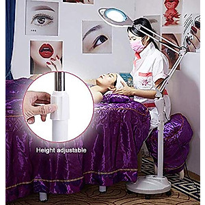 Floor Standing Magnifying Lamp, Adjustable Swivel Arm 16x Magnifier Lamp Light for Skiare Beauty Manicure Tattoo Salon Spa with Rolling Floor Stand Interesting Life