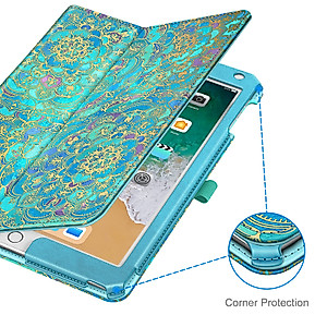 Fintie Folio Case for iPad 6th / 5th Generation (2018/2017), iPad Air 2 / Air 1 (9.7 Inch) - [Corner Protection] Premium Vegan Leather Stand Cover, Shades of Blue