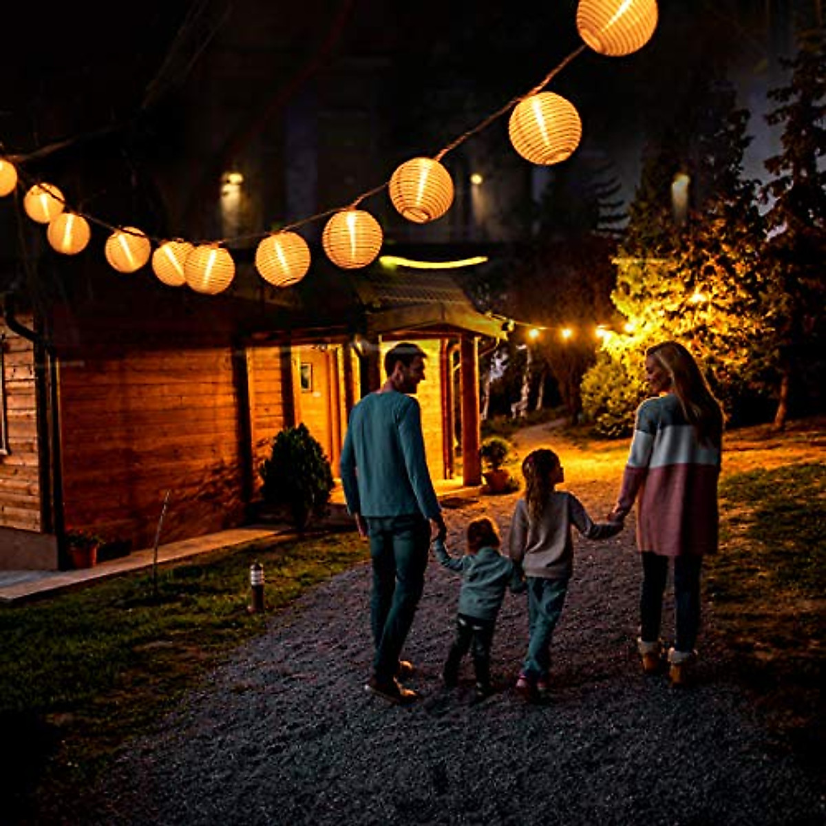 TIGOMOOV Lantern String Lights Plug in, Outdoor Lantern Lights String 9.83FT Pack of 10 Nylon Lantern String Lights for Patio,White Lights String for Bedroom(Lanterns Need Simple Assembly)