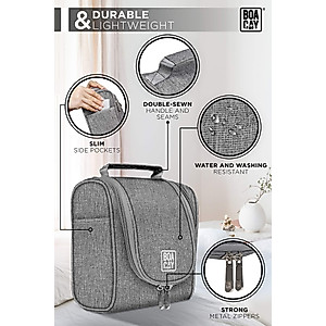 BOACAY Small Hanging Travel Toiletry Bag for Women and Men, Makeup Bag, Bathroom & Shower Organizer Kit for Accessories, Cosmetics, Travel Essentials
