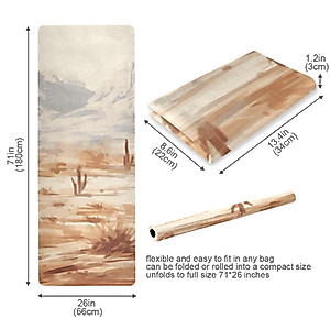 GOODOLD Vintage Western Cowboy Yoga Mat, 71 x 26 Inch Non-slip Yoga Mats Folding Travel Exercise Mat Indoor Outdoor Gym Pilates with Storage Bag for Women Men