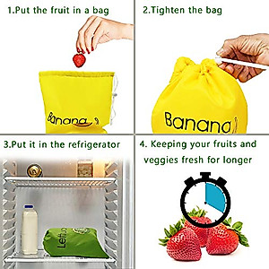 DE Reusable Produce Bags ，Includes Banana Bag and Lettuce Bag，Keep it Longer Up To 2 Weeks Stop Food Waste