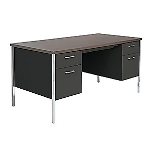 Alera ALESD6030BM 2-Pedestal 60 in. x 30 in. x 29.5 in. Steel Desk - Mocha/Black