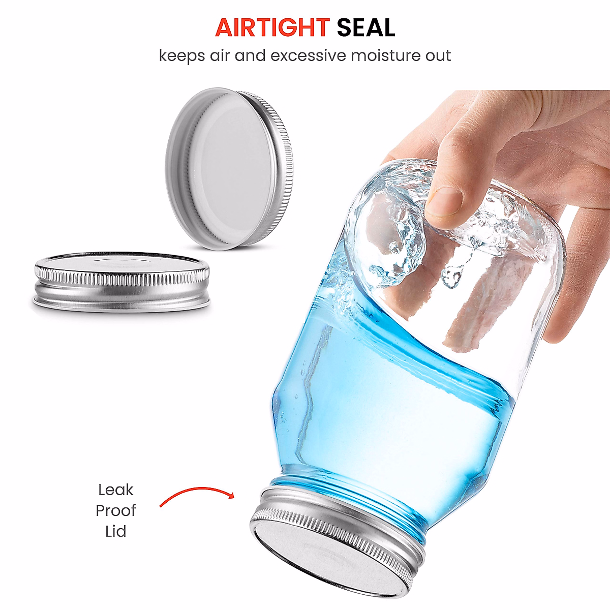 Glass Regular Mouth Mason Jars, Glass Jars with Silver Metal Airtight Lids for Meal Prep, Food Storage, Canning, Drinking, Overnight Oats, Jelly, Dry Food, Spices, Salads, Yogurt (10 Pack) (32 Ounce)