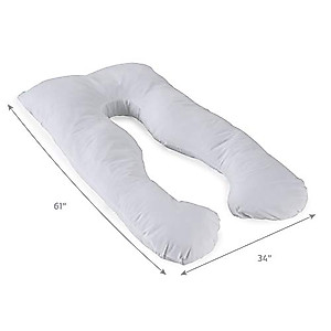 Contours Soulmate Cooling Pregnancy Body Pillow for Adults with Moisture Wicking U-Shaped Design for Side Sleeping, Maternity and Breastfeeding Support, Lounger for Back, Hip, Leg & Belly Pain - White