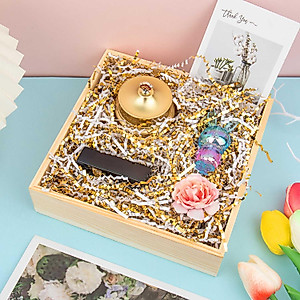 Caleihd 4.5oz Crinkle Cut Paper Shredded Filler Paper for Gift Baskets Gift Box Confetti Paper Shreds Decoration Stuffing for Birthday, Weddings, Anniversaries, Christmas Wrapping White&Gold