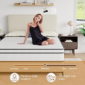 BLKMTY Mattress Full Size Mattress 10 Inch Mattress Innerspring Mattress with High Density Foam Mattress Bed-in-a-Box Twin Spring Mattress Pressure Relief for Adults, CertiPUR-US Certified