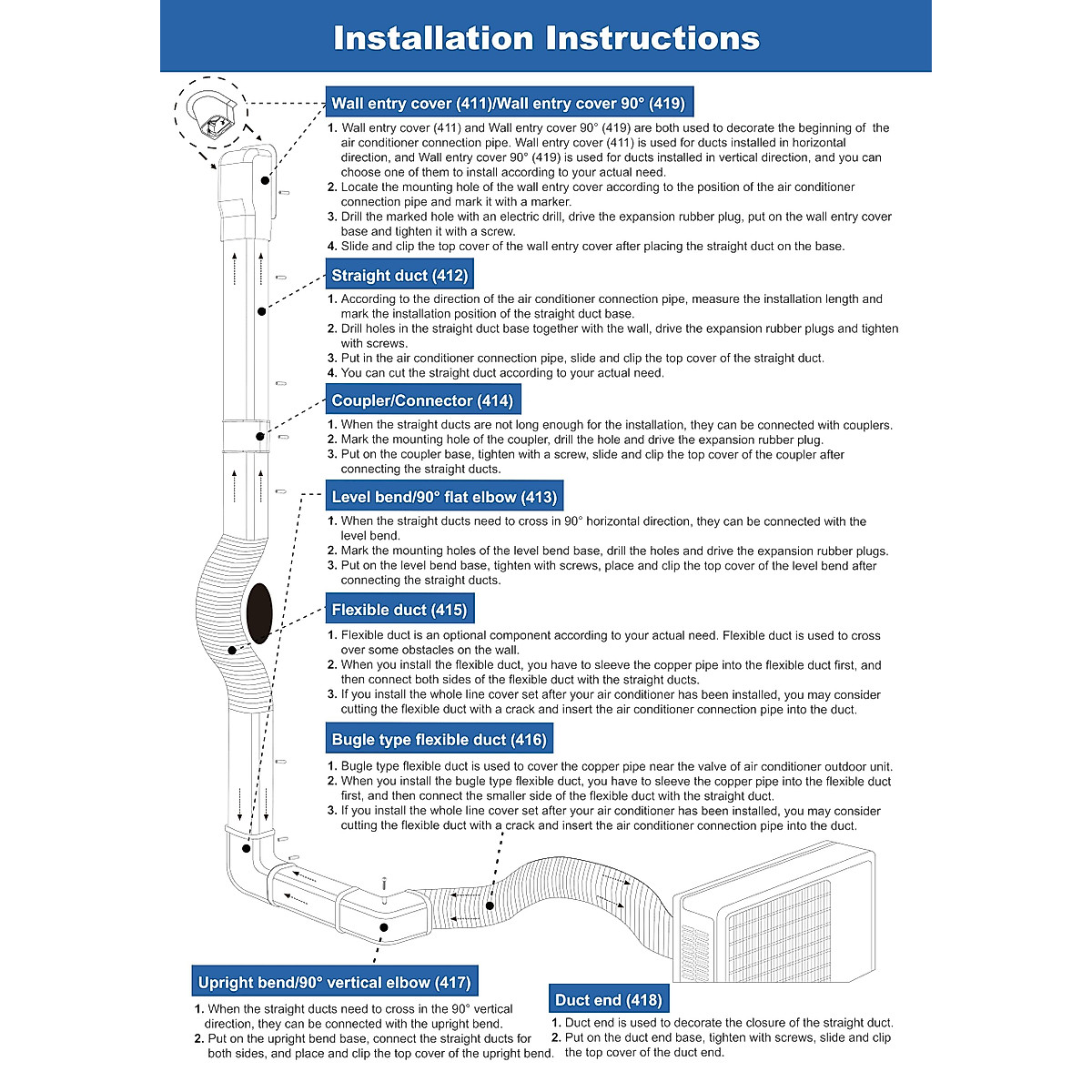 TAKTOPEAK 3'' 17 Ft [Quick Installation] PVC Decorative Line Cover Kit for Ductless Mini Split Air Conditioners, Central AC and Heat Pump Systems
