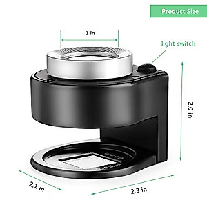 30X Coin Magnifier, USB Rechargeable 6 Lights Portable Metal Eye Loupe Sewing Magnifying Glass for Textile Optical Jewelry Tool Coins Currency Stamps (Black)