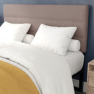 Flash Furniture Paxton Upholstered Headboard - Channel Stitched Taupe Fabric Upholstery - Queen - Adjustable Height from 44.5" to 57.25" From Floor