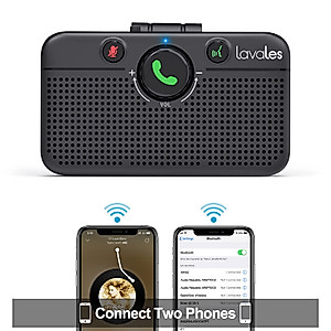 Lavales Car Bluetooth 5.3 Speaker, Handsfree Bluetooth Car kit for Cell Phone, Support Siri Google Voice Assistant/Motion AUTO ON, Car Phone Speakerphone with Visor Clip