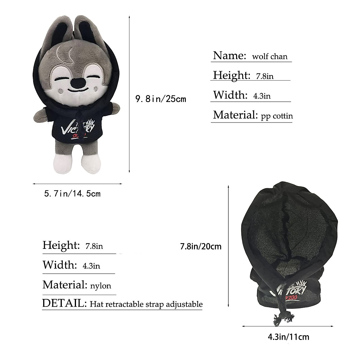 Gonii Cute Anime Cosplay Plush,9.8In Plush Toys,Creative Soft Stuffed Cartoon Plush Toy Gift Toys for Kids Fans (Wolf Chan)