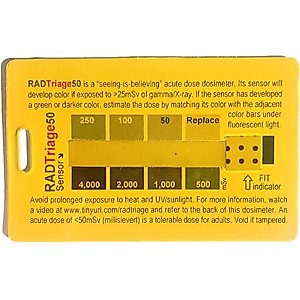 RADTriage Model50 Radiation Dosimeter & Self-indicating Instant Radiation Alert Dosimeters Practically Non-Destructible, Tamper Resistant, Tamper Evident Highly Reliable & Robust Emergency Dosimeter