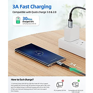 SUNGUY USB C Android Auto Cable 1FT, USB C to USB 3.1 USB 3.2 Gen2 10Gbps USB A to C Data Fast Charging Cable Compatible with Samsung Galaxy S21 S20 S10 S10E Note 20, USB C External C SSD, Pixel