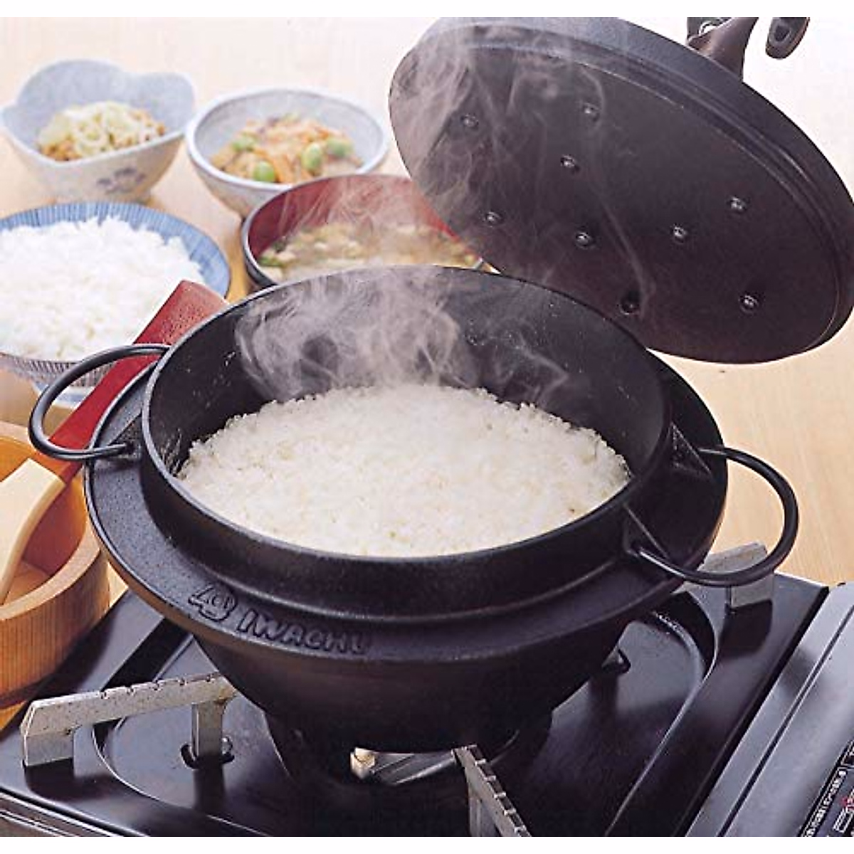 Iwachu 21086 Iwachu Rice Pot, 5 Cooking, Black, Inner Enameled Treatment, Induction Compatible, Nambu Ironware