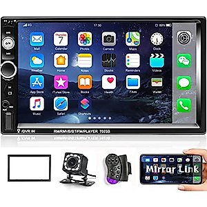 Camecho Car Stereo 2 Din Car Radio 7" MP5 Player with HD Touch Screen Digital Display Bluetooth Multimedia Support USB SD FM Aux-in Double Din Autoradio Mobile Phone Mirror Link with Backup Camera