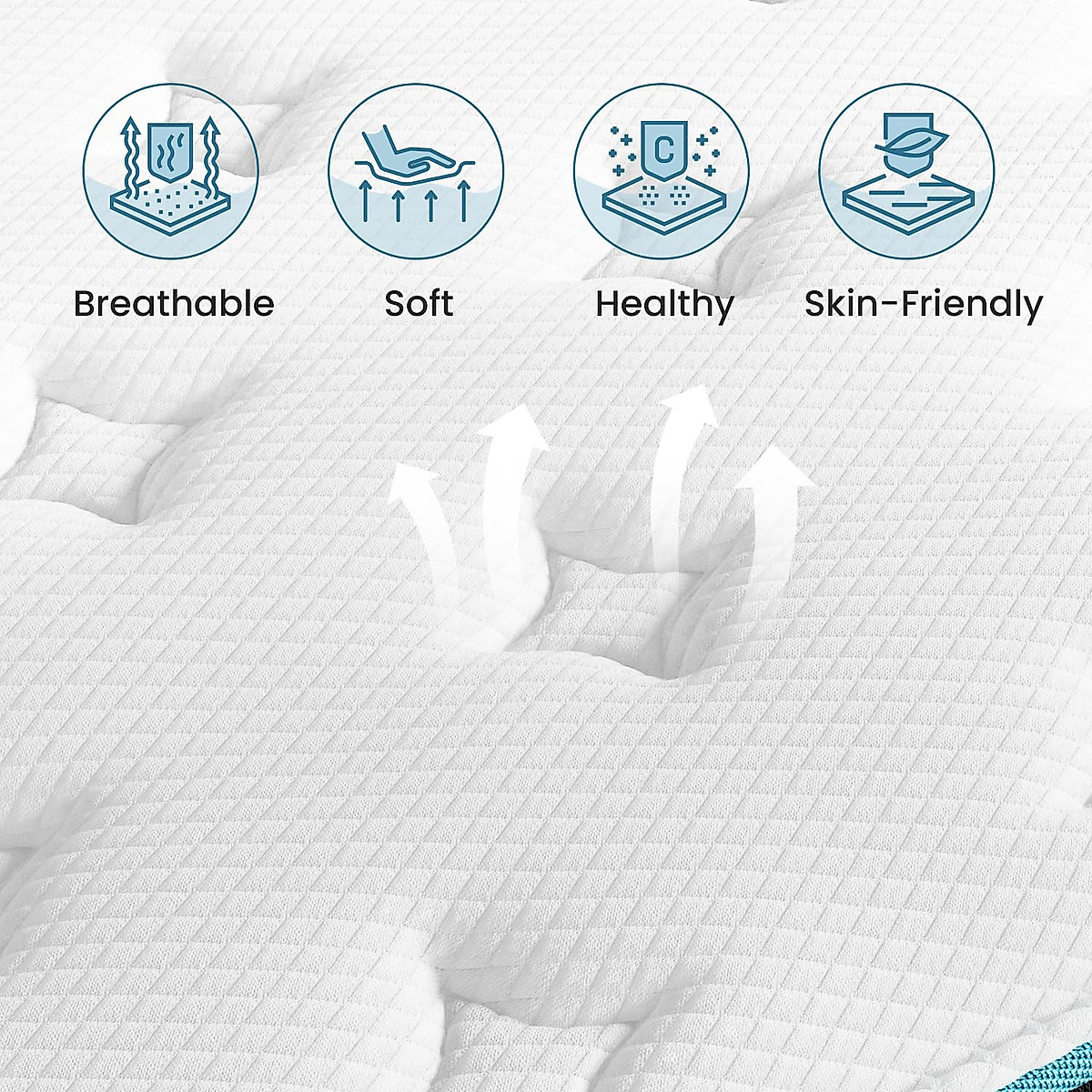 Povirt Queen Mattress 12 Inch, Pocket Spring Hybrid Queen Size Mattress in a Box, Memory Foam and Innerspring Mattress for Pressure Relief, Medium Firm Feel, 60 * 80 * 12 inch