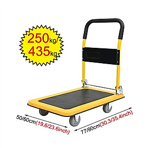 Generic Foldable Hand cart with Anti-Slip Coating, Convertible Hand Truck with Steel Bracket, Foldable 90° Handle, with castors, Load Capacity 400 kg (Color : Green, Size : 77 * 50cm)