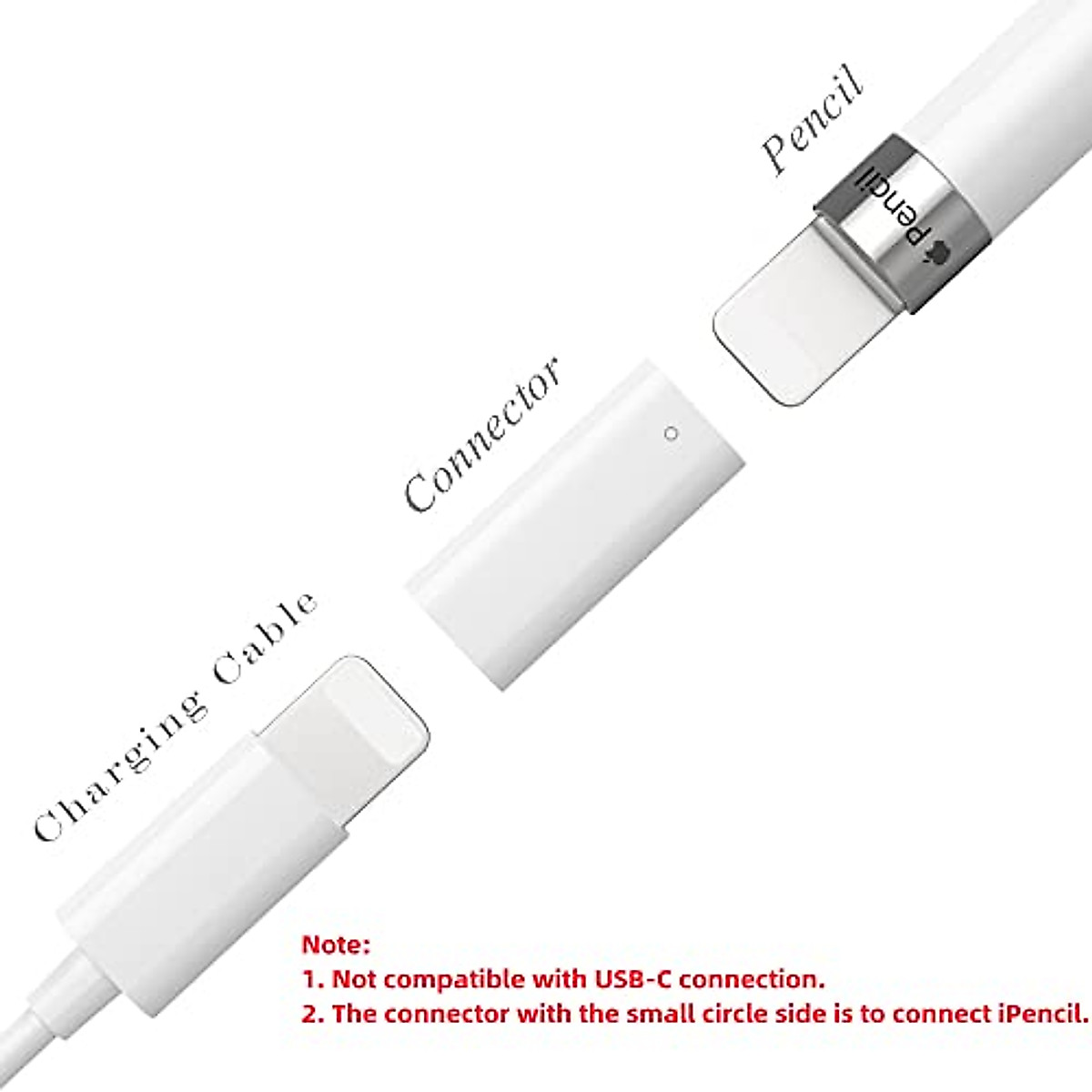 COOYA Compatible with Apple Pencil 1st Gen Charger Adapter Replacement for Apple Pencil 1st Generation 2-Pack Charging Adapter iPencil Charger Connector for Lightning Charging Adapter for iPad Pro Air