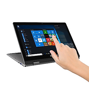 HYUNDAI HY HyFlip 13.3 inch Touch Screen Laptop, Intel Apollo Lake Celeron N3350, 4GB RAM, 64GB eMMC, Windows 10 Home S, MicroSD Slot, 13.3" 1920x1080 FHD Display, WiFi & Bluetooth Space Grey, 5000mAh
